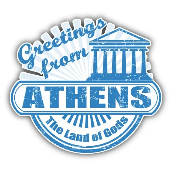 DOPASTICKER Athens City Greece Grunge Rubber Sticker Decal Phone Decal ...