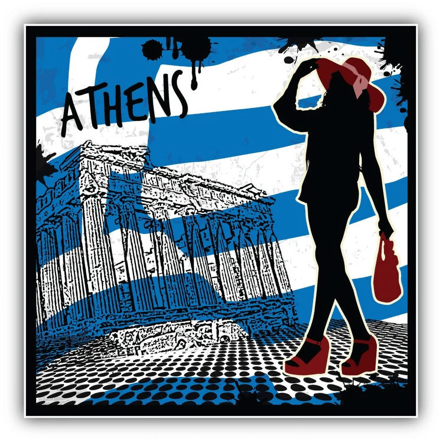 DOPASTICKER Athens Vintage Travel Label Car Bumper Sticker Decal ...