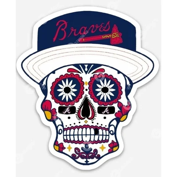 DOPASTICKER Atlanta Sugar Skull Sticker - Baseball Fans Georgia Sticker ...