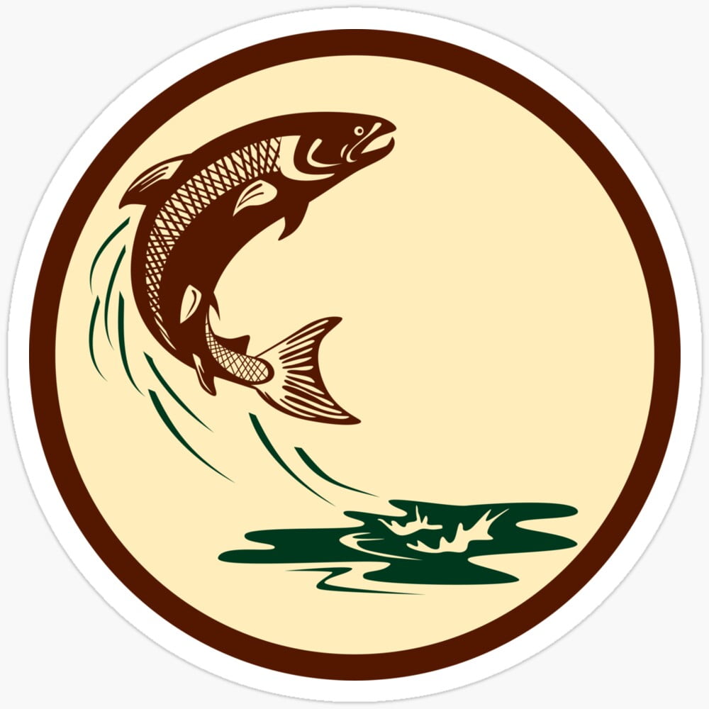 DOPASTICKER Atlantic Salmon Fish Jumping Water Retro Sticker Phone ...