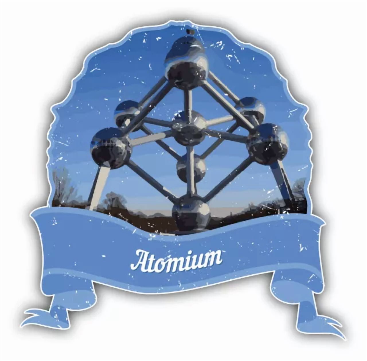 DOPASTICKER Atomium Brussels Belgium World Landmark Grunge Travel ...