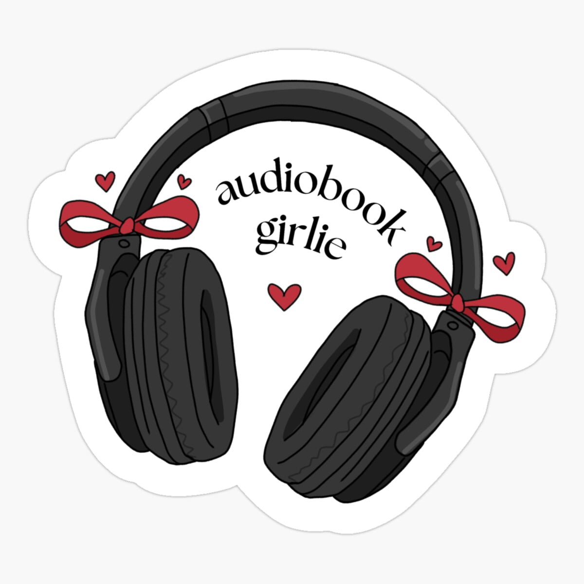 DOPASTICKER Audiobook Girlie Reader With Bow Coquette Book Sticker ...