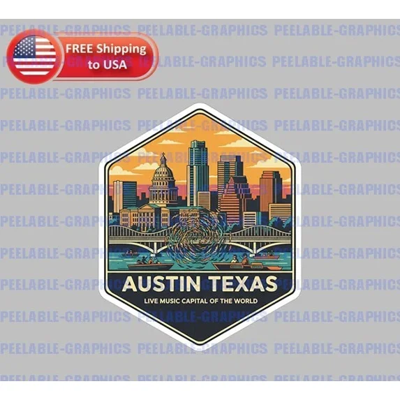 DOPASTICKER Austin Texas Sticker Souvenir Travel Sticker Phone Sticker ...