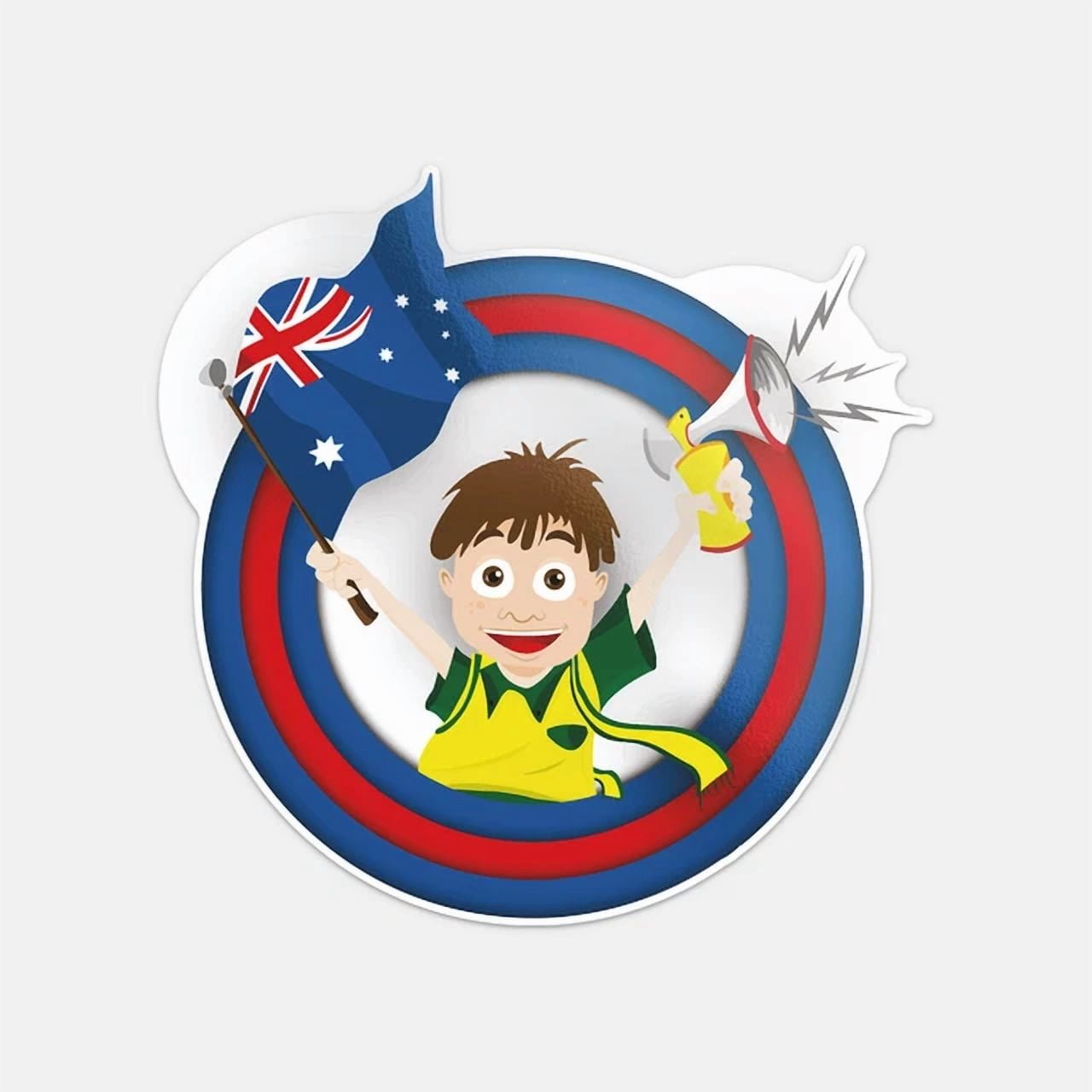 DOPASTICKER Australia Cartoon Soccer Fan Flag Sticker Decal Phone Decal ...