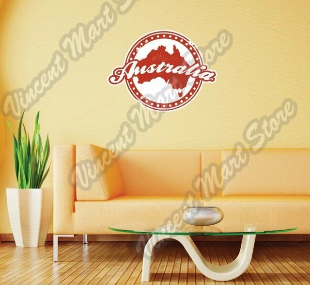 DOPASTICKER Australia Country Map Grunge Vintage Wall Sticker Room ...