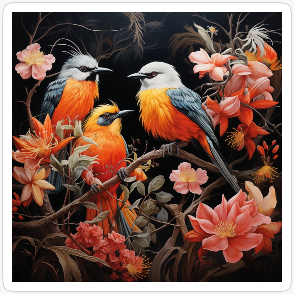 DOPASTICKER Australian Birds Flowers Watercolor Sticker, Decorate ...