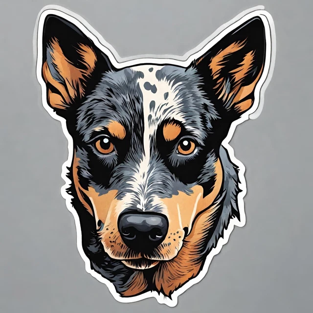 DOPASTICKER Australian Cattle Dog Face Sticker Phone Decal Water Bottle ...