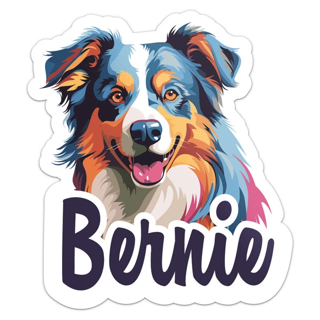 DOPASTICKER Australian Shepherd Dog Bernie Name Sticker Decal Phone ...