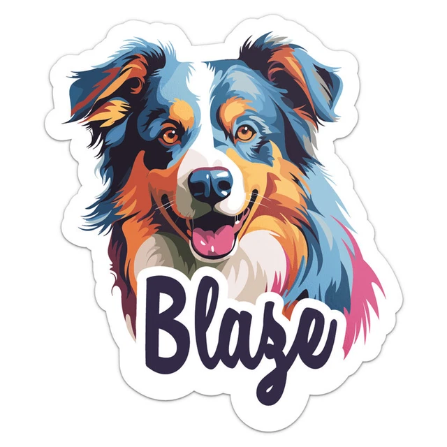 DOPASTICKER Australian Shepherd Dog Blaze Name Sticker Decal Phone ...
