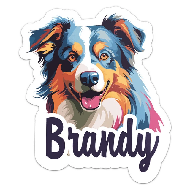 DOPASTICKER Australian Shepherd Dog Brandy Name Sticker Decal Phone ...