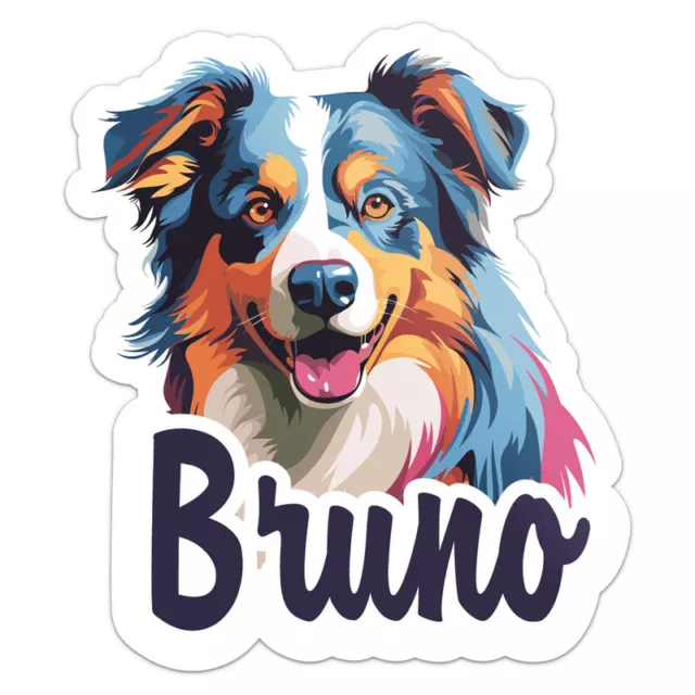DOPASTICKER Australian Shepherd Dog Bruno Name Sticker Decal Phone ...