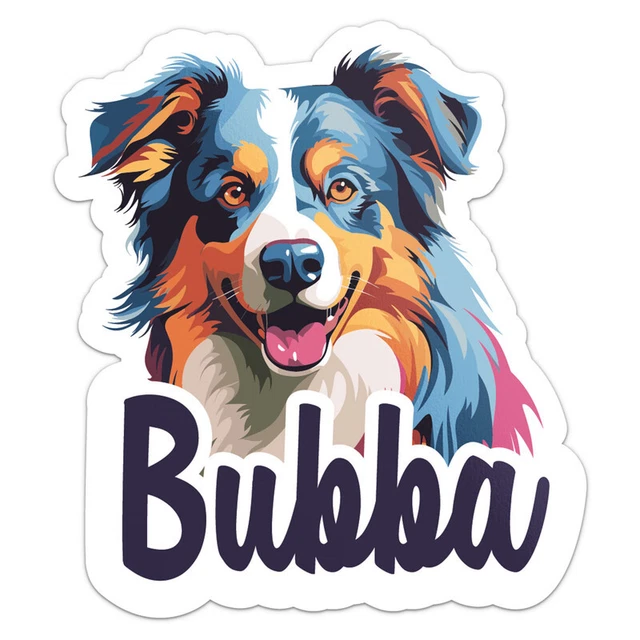DOPASTICKER Australian Shepherd Dog Bubba Name Sticker Decal Phone ...