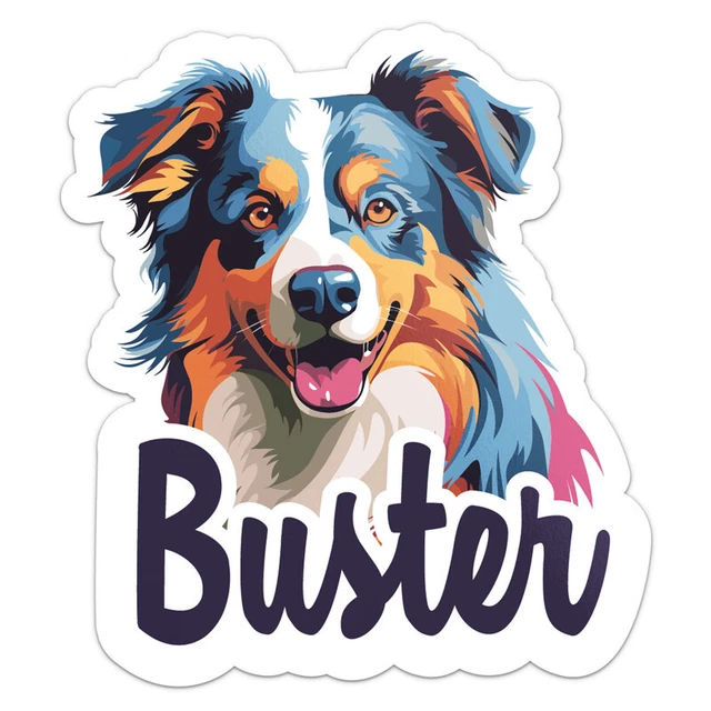DOPASTICKER Australian Shepherd Dog Buster Name Sticker Decal Phone ...