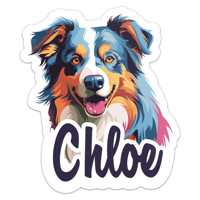 DOPASTICKER Australian Shepherd Dog Chloe Name Sticker Decal Phone ...