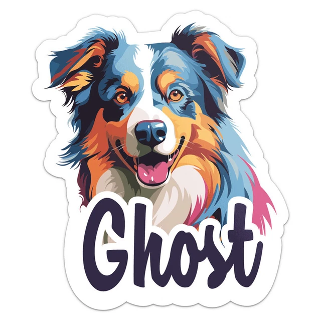 DOPASTICKER Australian Shepherd Dog Ghost Name Sticker Decal Phone ...