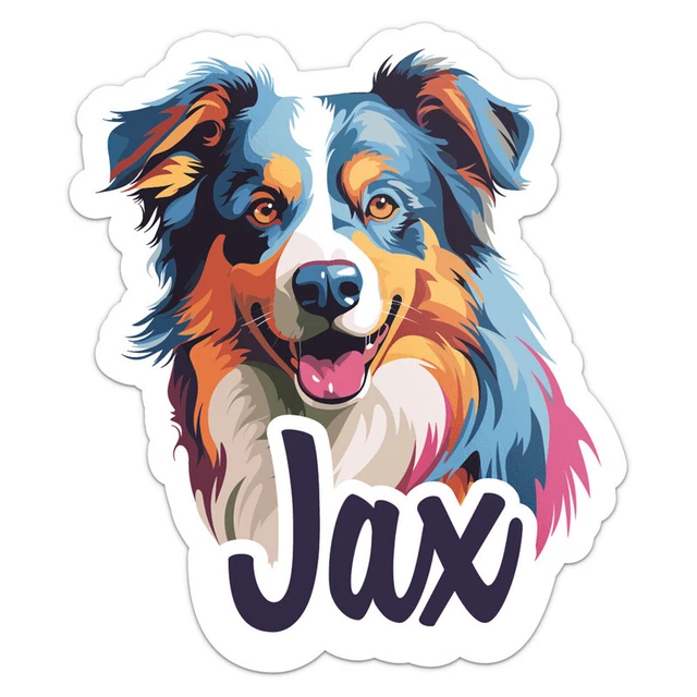 DOPASTICKER Australian Shepherd Dog Jax Name Sticker Decal Phone Decal ...