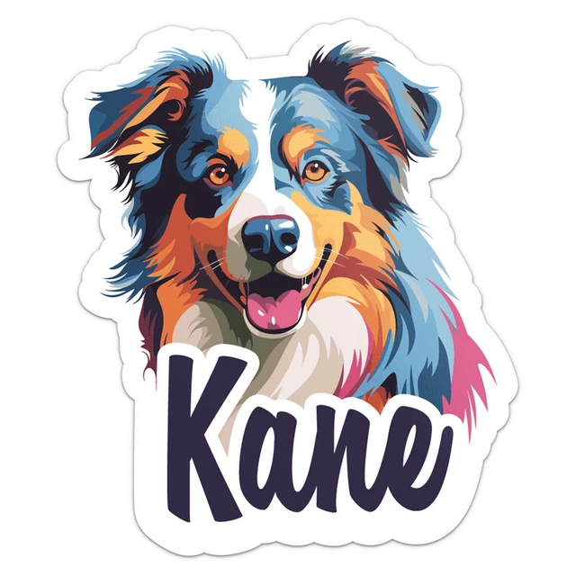 DOPASTICKER Australian Shepherd Dog Kane Name Sticker Decal Phone Decal ...