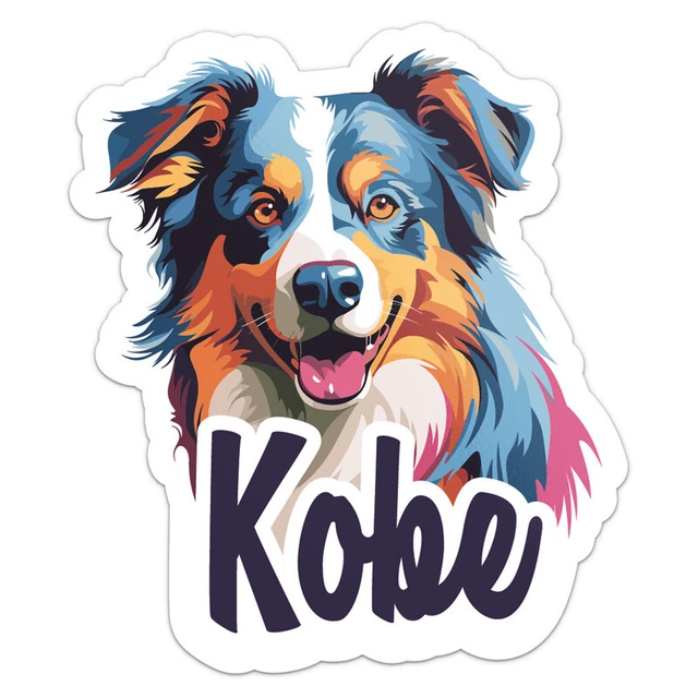 DOPASTICKER Australian Shepherd Dog Kobe Name Sticker Decal Phone Decal ...