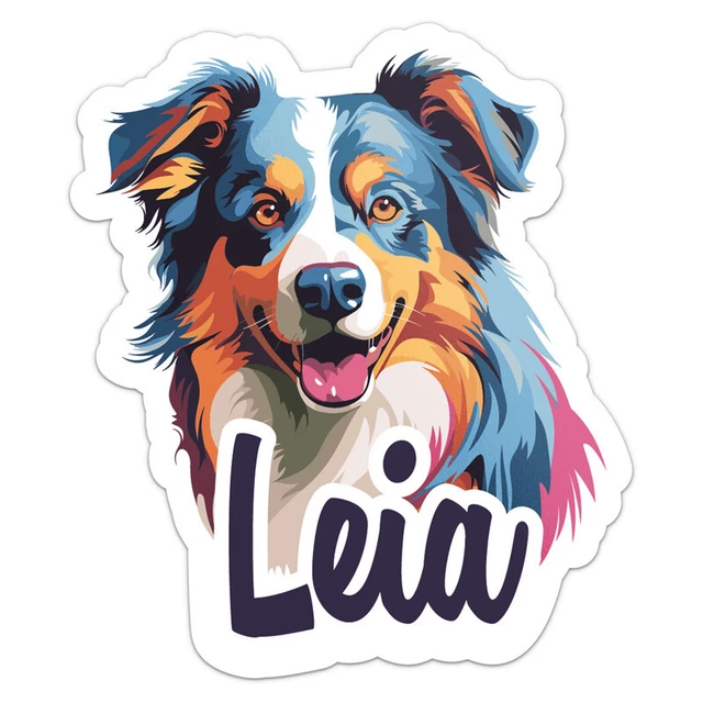 DOPASTICKER Australian Shepherd Dog Leia Name Sticker Decal Phone Decal ...
