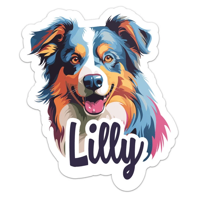DOPASTICKER Australian Shepherd Dog Lilly Name Sticker Decal Phone ...