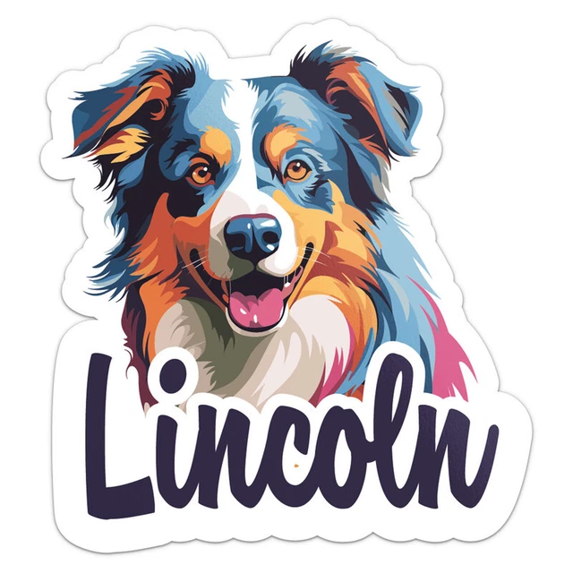 DOPASTICKER Australian Shepherd Dog Lincoln Name Sticker Decal Phone ...