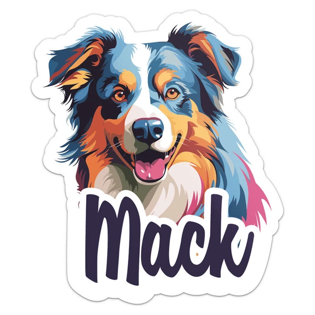 DOPASTICKER Australian Shepherd Dog Mack Name Sticker Decal Phone Decal ...