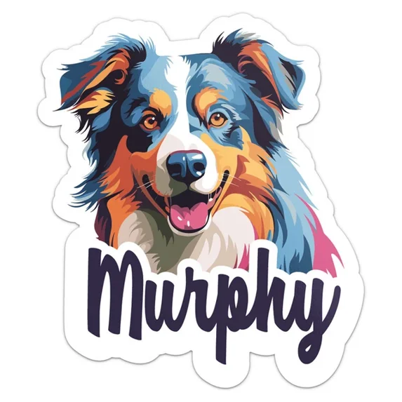 DOPASTICKER Australian Shepherd Dog Murphy Name Sticker Decal Phone ...