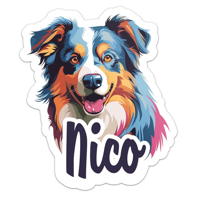 DOPASTICKER Australian Shepherd Dog Nico Name Sticker Decal Phone Decal ...
