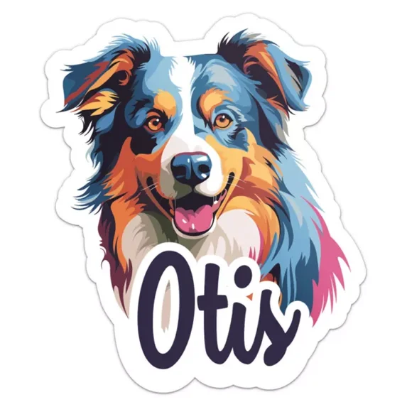DOPASTICKER Australian Shepherd Dog Otis Name Sticker Decal Phone Decal ...