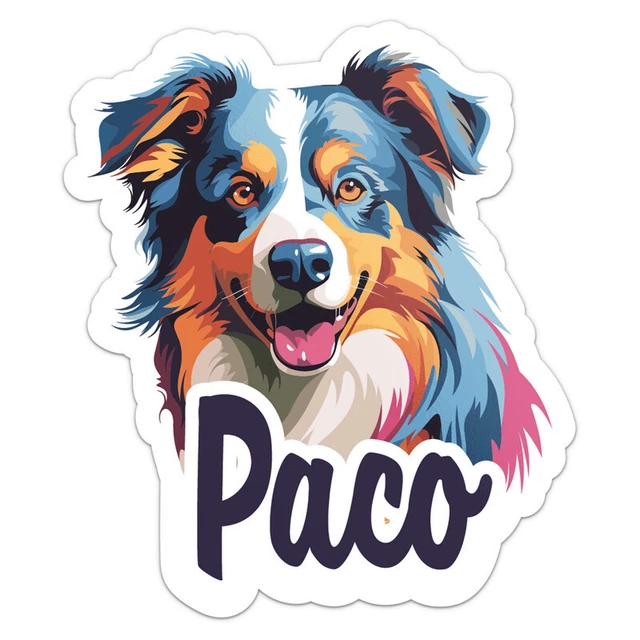 DOPASTICKER Australian Shepherd Dog Paco Name Sticker Decal Phone Decal ...
