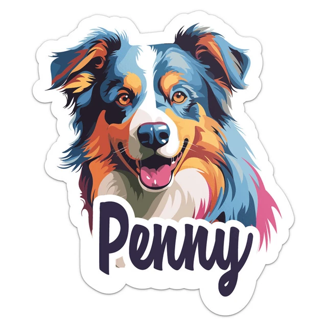 DOPASTICKER Australian Shepherd Dog Penny Name Sticker Decal Phone ...