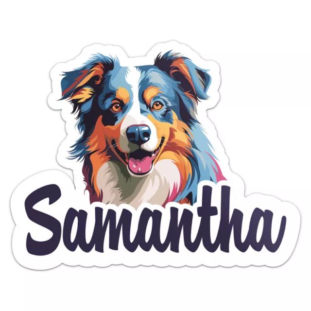 DOPASTICKER Australian Shepherd Dog Samantha Name Sticker Decal Phone ...