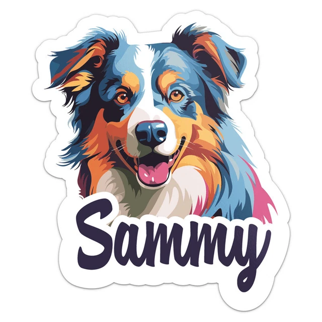 DOPASTICKER Australian Shepherd Dog Sammy Name Sticker Decal Phone ...