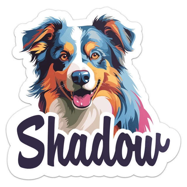 DOPASTICKER Australian Shepherd Dog Shadow Name Sticker Decal Phone ...