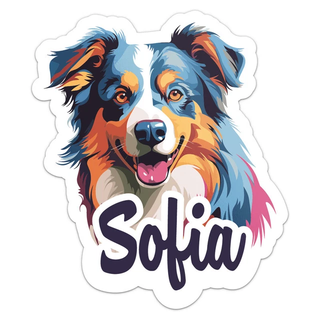 DOPASTICKER Australian Shepherd Dog Sofia Name Sticker Decal Phone ...