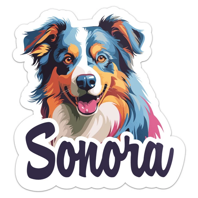 DOPASTICKER Australian Shepherd Dog Sonora Name Sticker Decal Phone ...