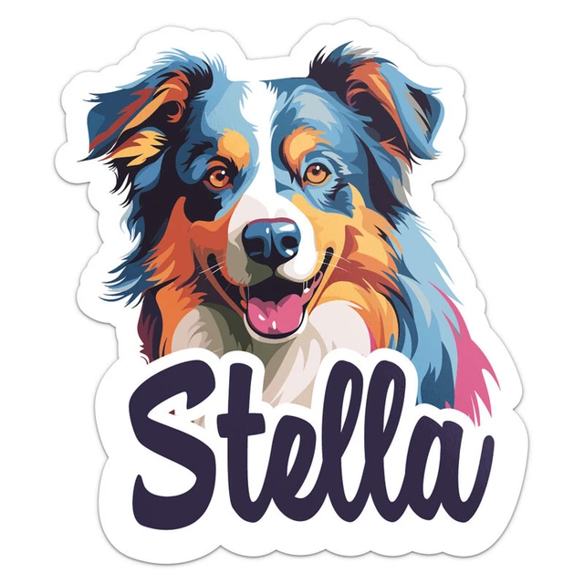 DOPASTICKER Australian Shepherd Dog Stella Name Sticker Decal Phone ...