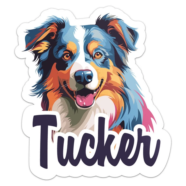 DOPASTICKER Australian Shepherd Dog Tucker Name Sticker Decal Phone ...