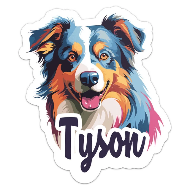 DOPASTICKER Australian Shepherd Dog Tyson Name Sticker Decal Phone ...