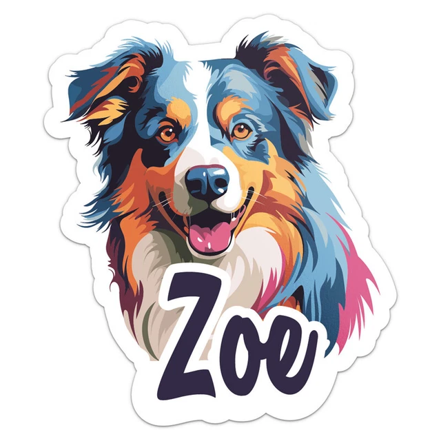 DOPASTICKER Australian Shepherd Dog Zoe Name Sticker Decal Phone Decal ...