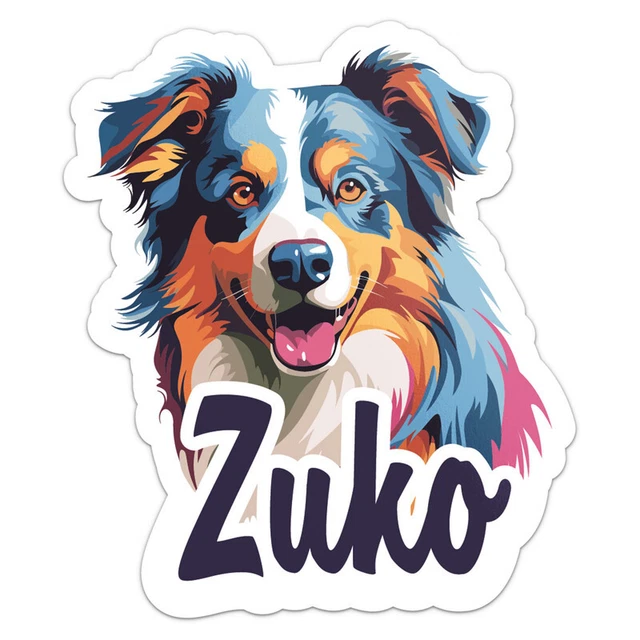 DOPASTICKER Australian Shepherd Dog Zuko Name Sticker Decal Phone Decal ...