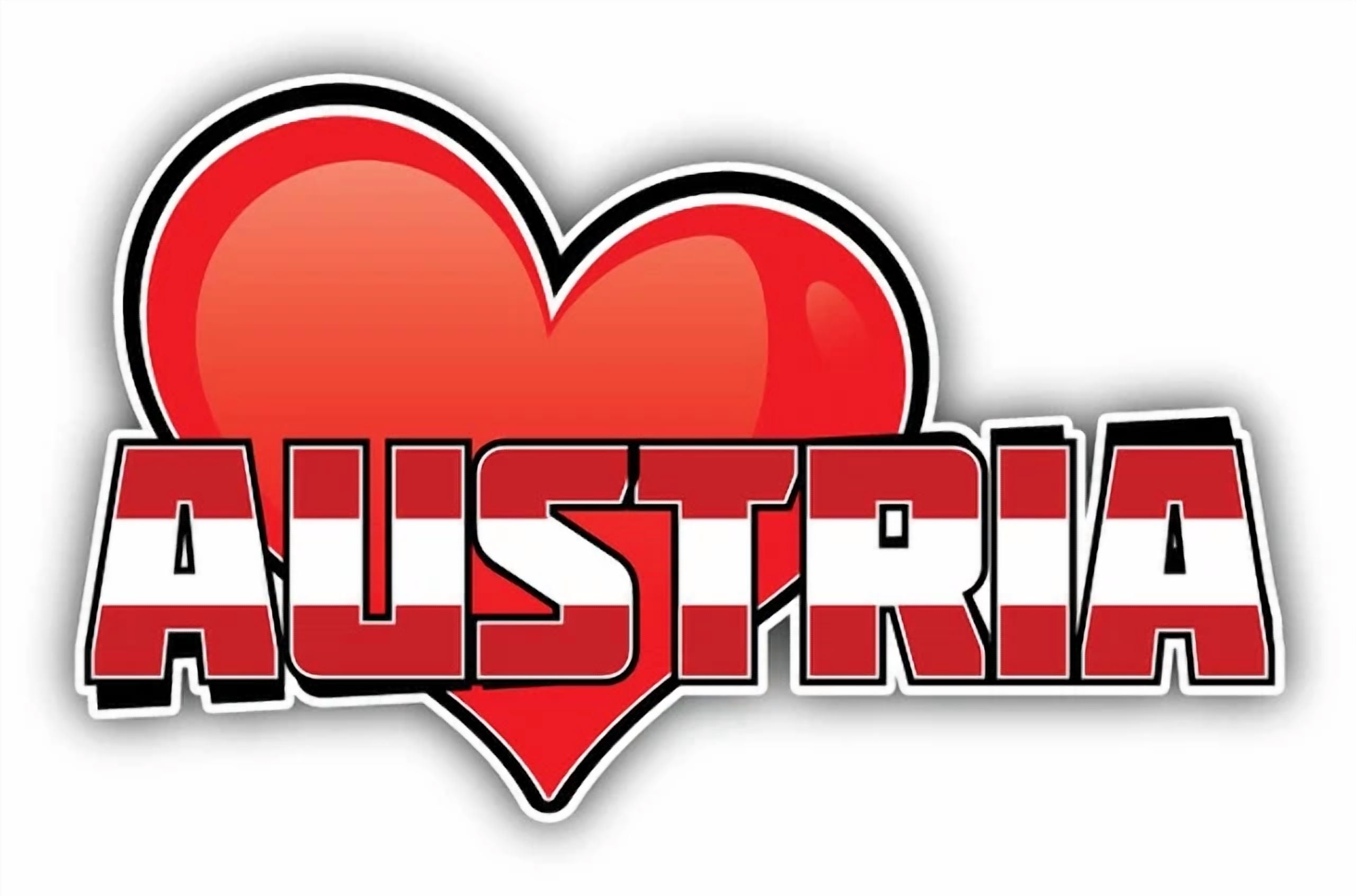 DOPASTICKER Austria Art Heart Flag Travel Sticker Decal Phone Decal ...