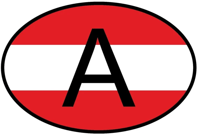 DOPASTICKER A Austria Country Code Oval With Austrian Flag Sticker ...