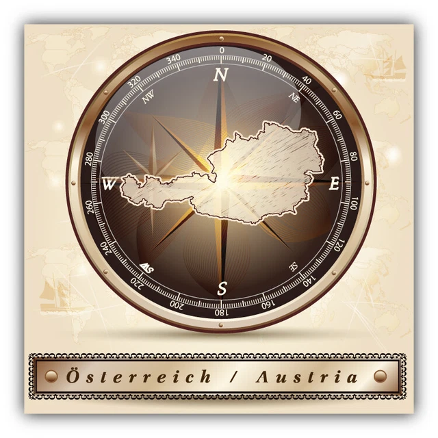 DOPASTICKER Austria Map Compass Sticker Decal Phone Decal Water Bottle ...