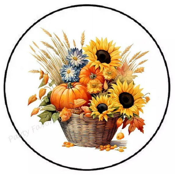 DOPASTICKER Autumn Flower Basket Decorative Laptop, Phone Stickers ...
