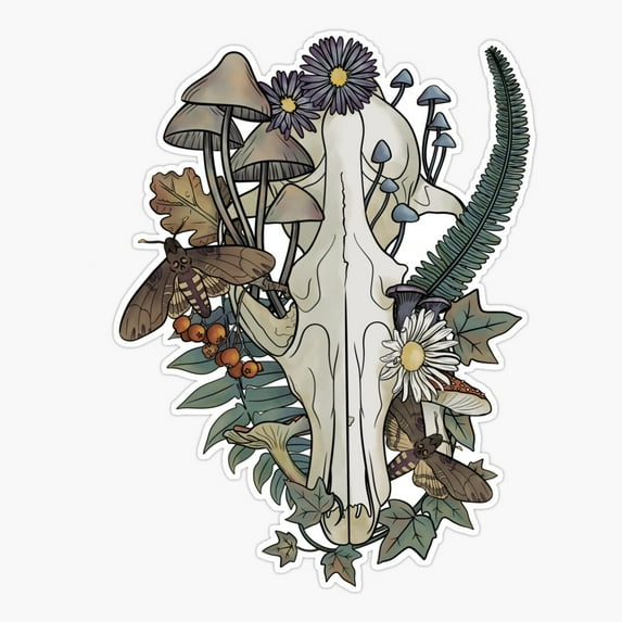 DOPASTICKER Autumnal Fox Skull Sticker, Phone Sticker Water Bottle ...