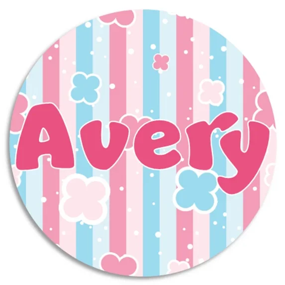 DOPASTICKER Avery, Name Tag Water Bottle School Supplies Phone Decal ...