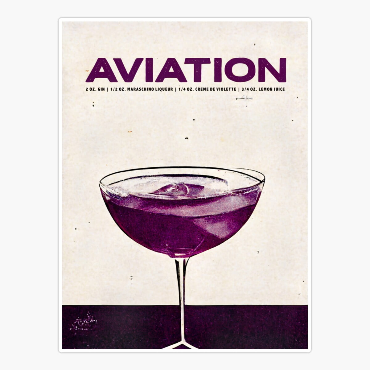 DOPASTICKER Aviation Cocktail Retro Cocktail Poster Violet Gl Bar ...