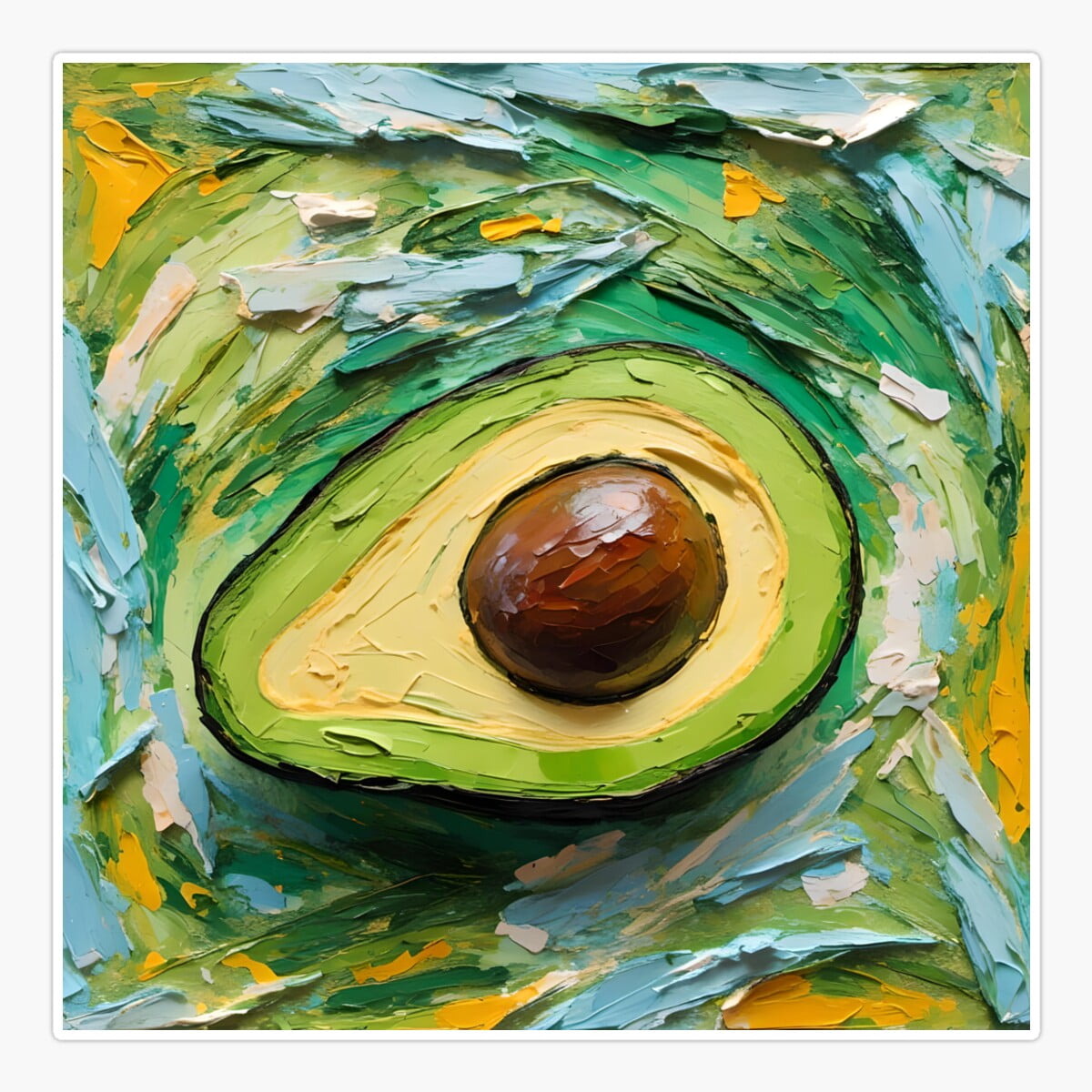 DOPASTICKER Avocado Painting- Impasto Sticker, Phone Sticker Car ...