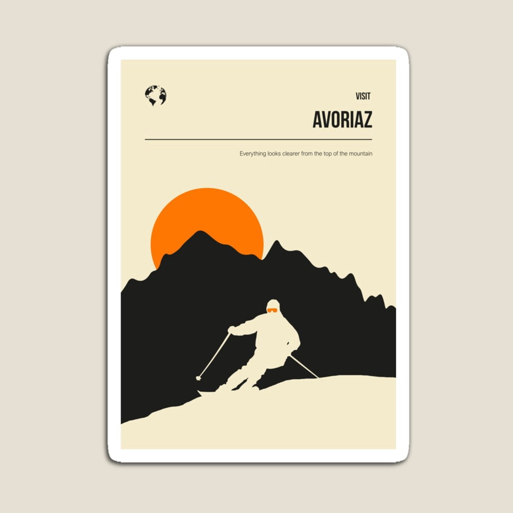 DOPASTICKER Avoriaz Skiing Minimal Vintage Travel Poster Decorative ...